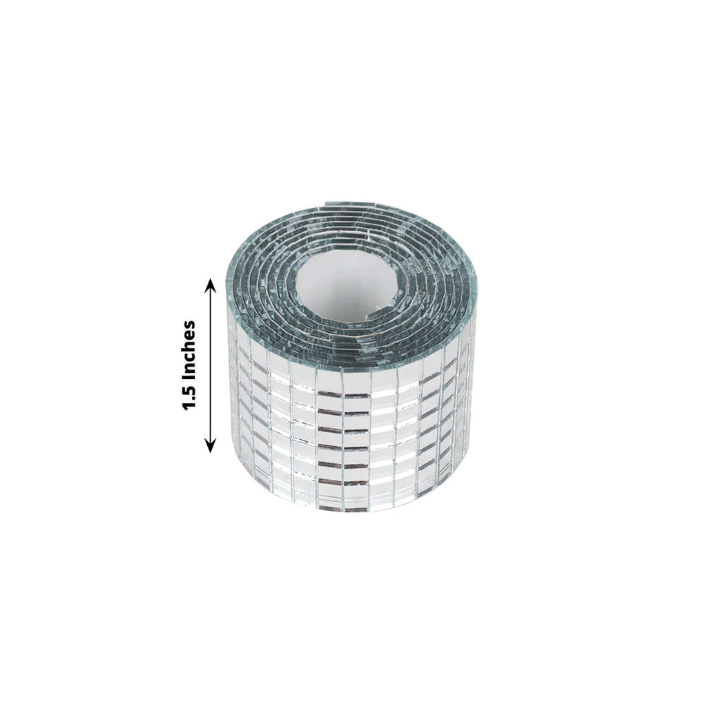 Silver Glass Mirror Mosaic Rolls - 3 Pack | TableclothsFactory