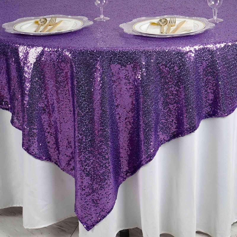 Sequin Overlay 90"x90" Navy Blue | TableclothsFactory