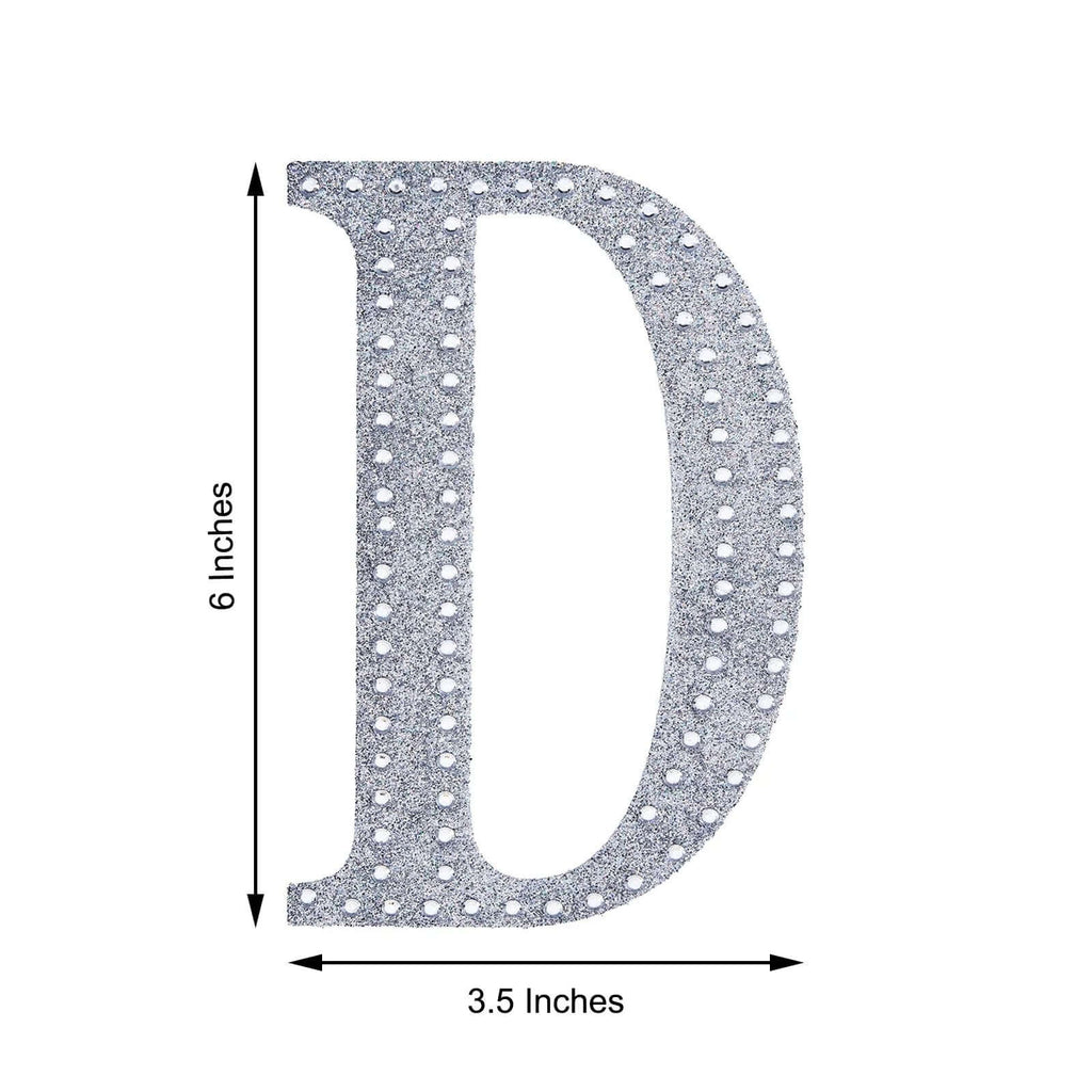 6" Rhinestone Sticker Letters "D" Silver | TableclothsFactory