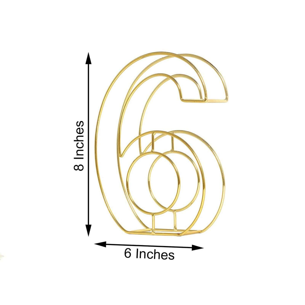 Gold 3D Decorative Metal Wire Table Numbers - 6 | TableclothsFactory