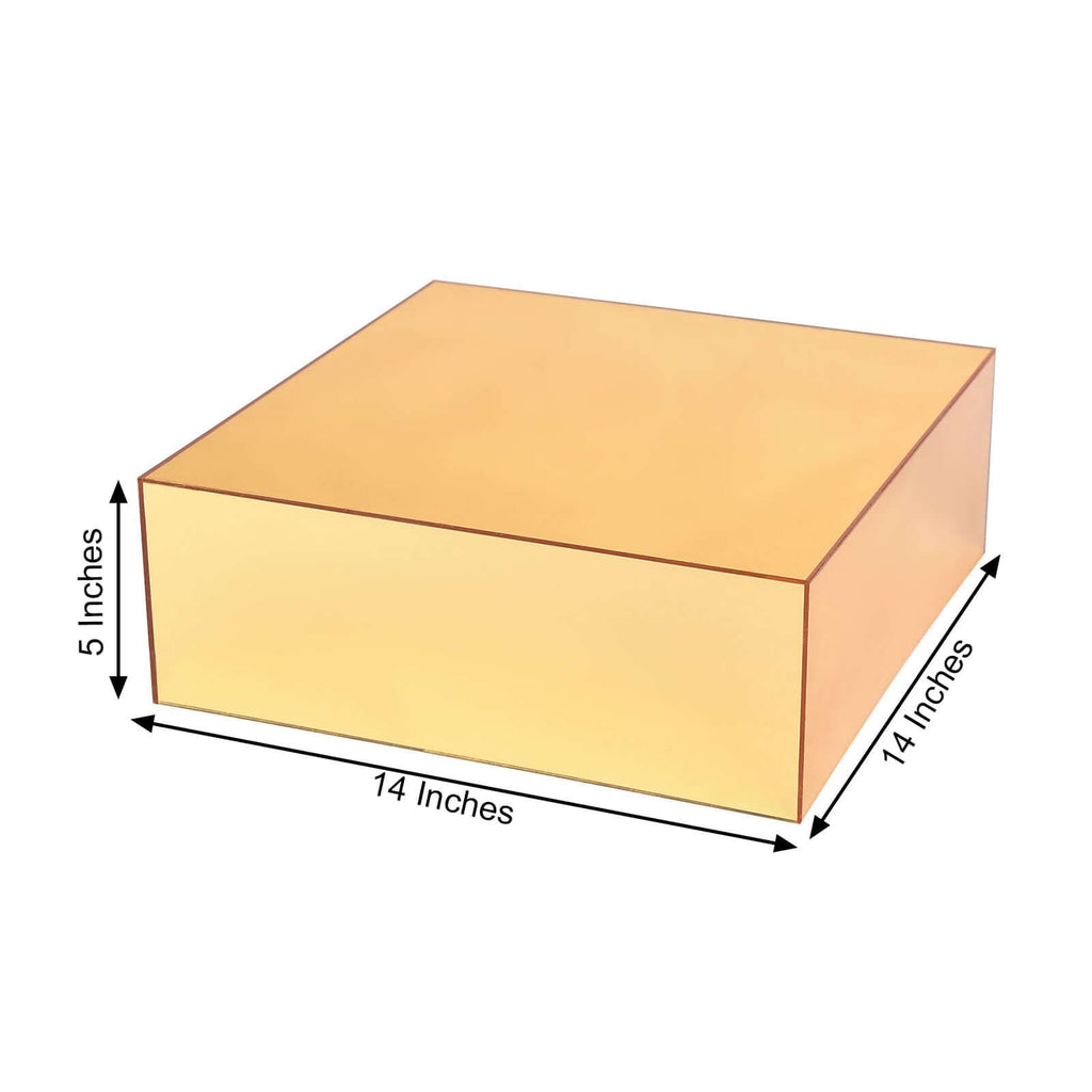 Gold Acrylic Cake Box Stand 14x14" | TableclothsFactory