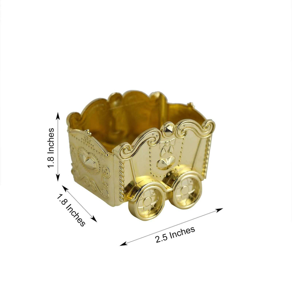 Gold Mini Chariot Treat Boxes - 12 Pack | TableclothsFactory