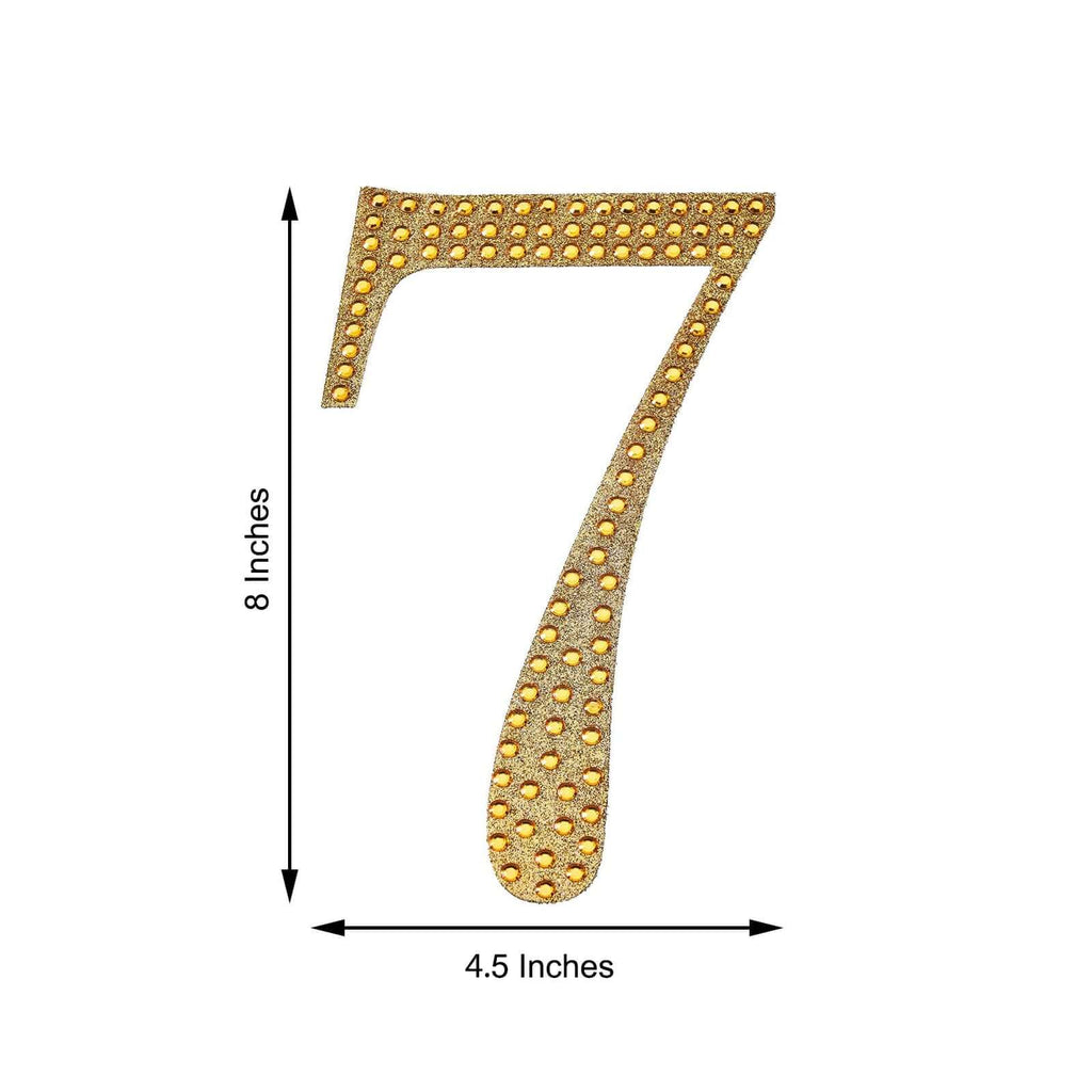 8" Rhinestone Sticker Numbers "7" Gold | TableclothsFactory