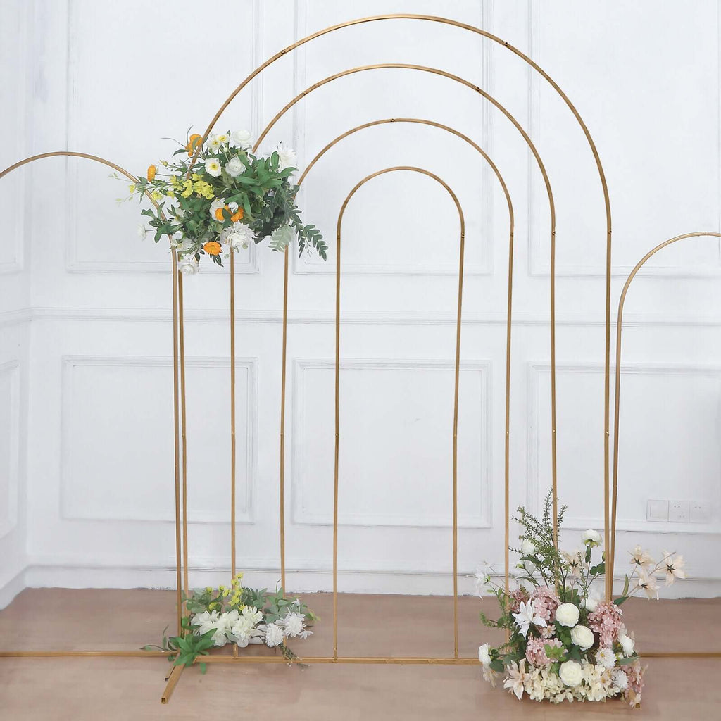 Gold Metal Wedding Arch 8ft Round Top | tableclothsfactory.com