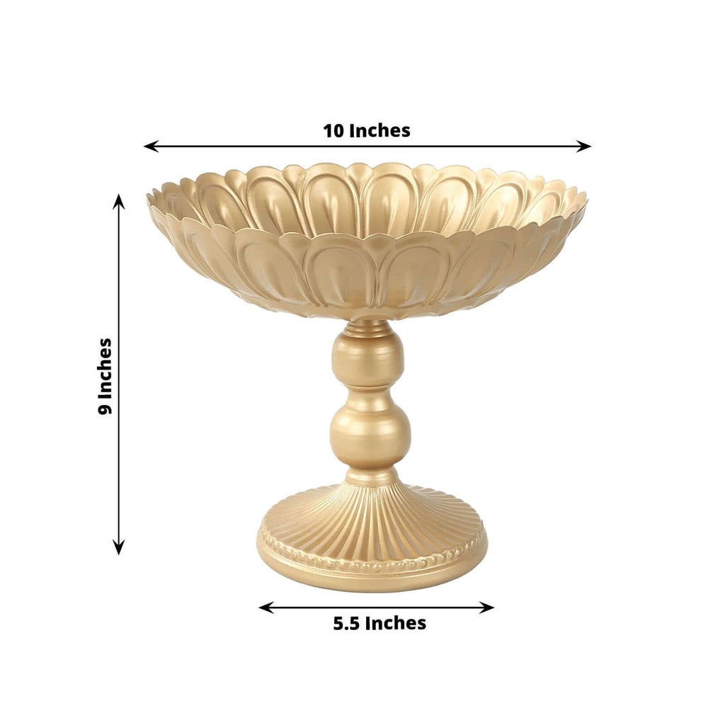 Metal Pedestal Bowl Vases Gold 10" | TableclothsFactory