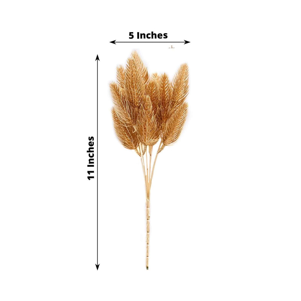 Artificial Metallic Gold Pine Branches | TableclothsFactory