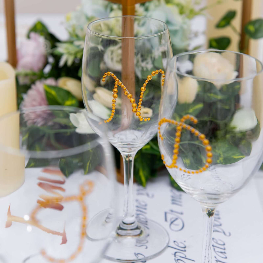 Gold Rhinestone Monogram Letter Stickers | TableclothsFactory