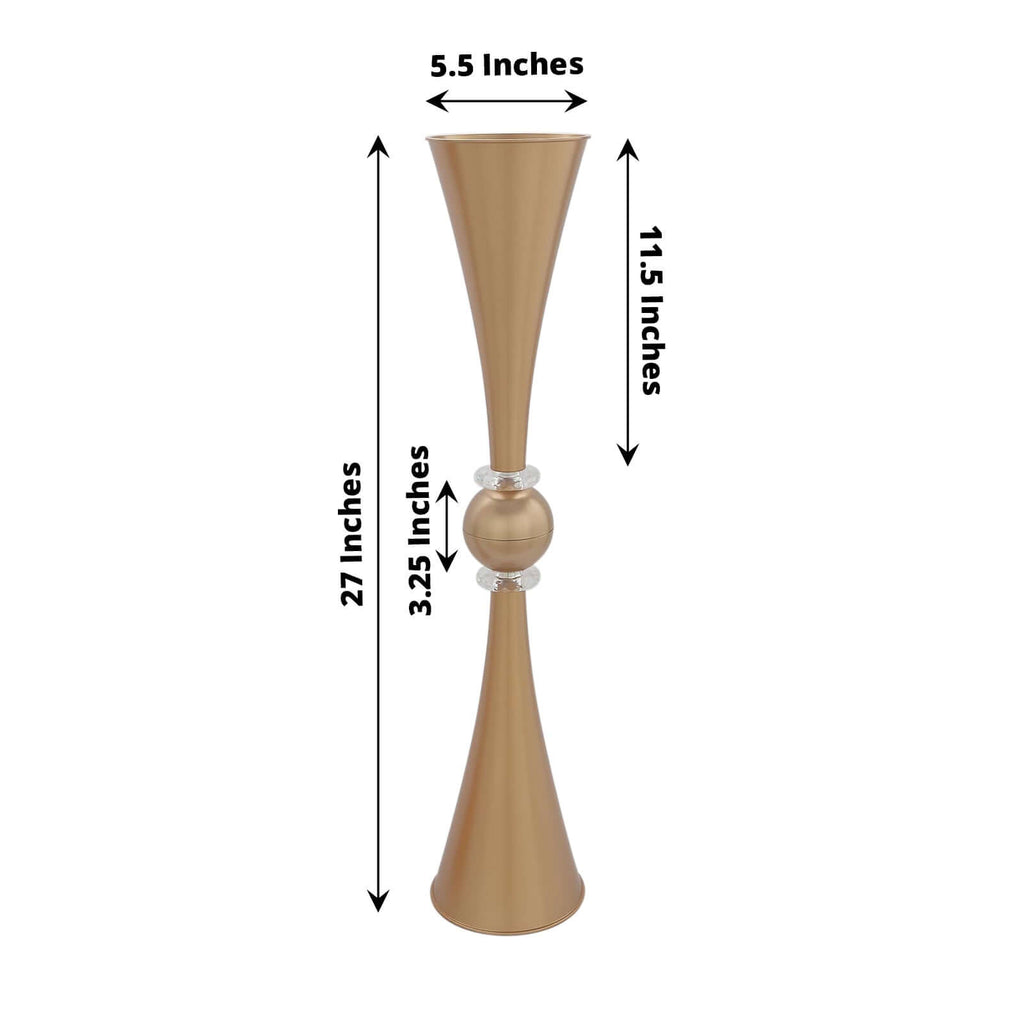 Gold Trumpet Flower Vases 27" | TableclothsFactory