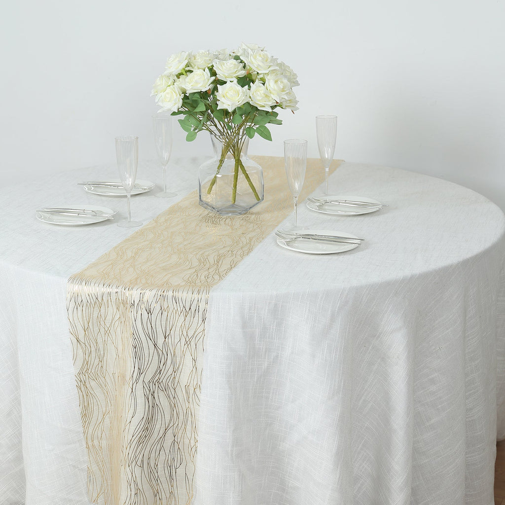 Organza Table Runners 12"x108" Gold | TableclothsFactory