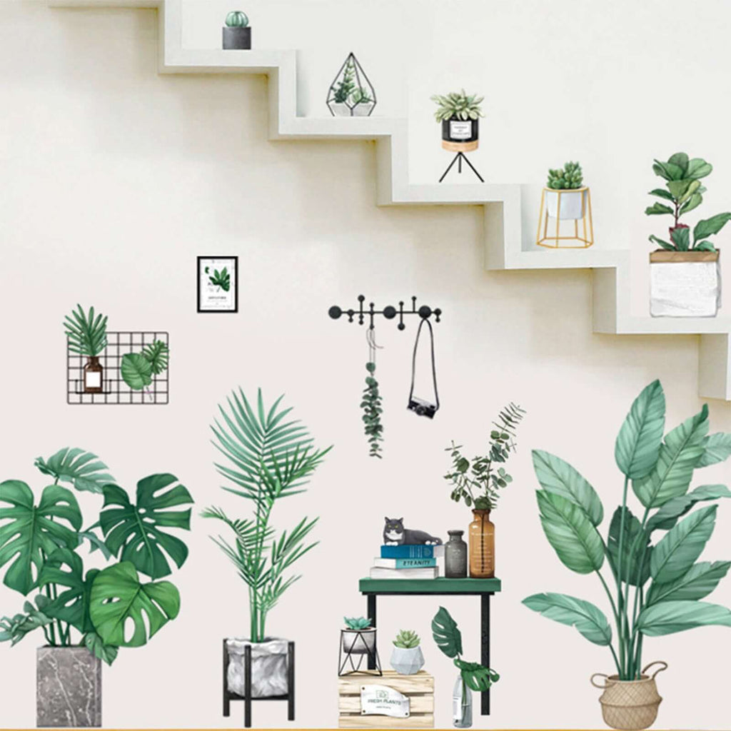 Green Potted Plants Wall Decals | TableclothsFactory