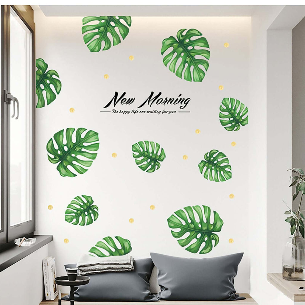 Green Monstera Leaves Wall Decals | TableclothsFactory