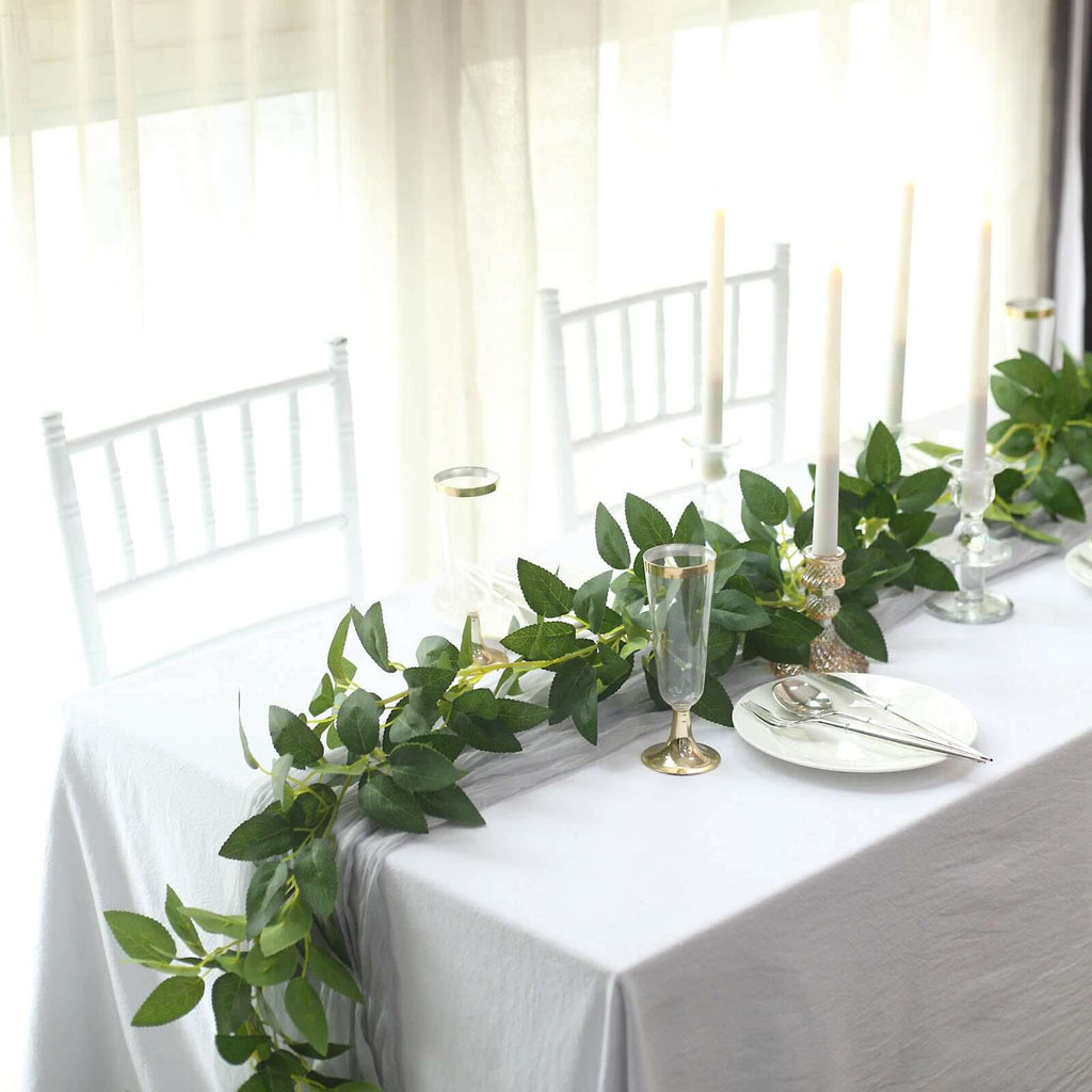 6ft Green Silk Rose Leaf Hanging Vine | TableclothsFactory