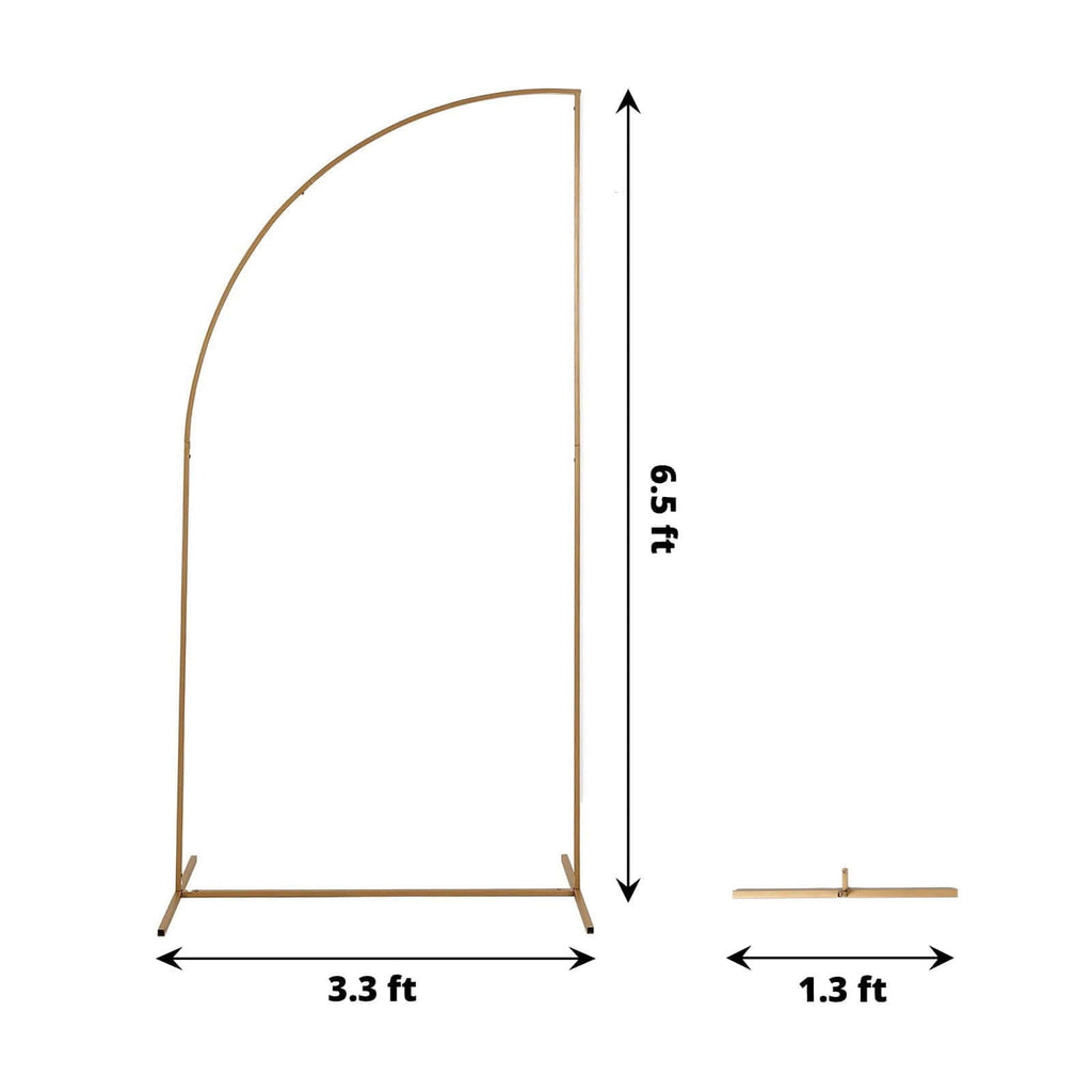 7ft Gold Metal Half Moon Floral Wedding Arbor | TableclothsFactory