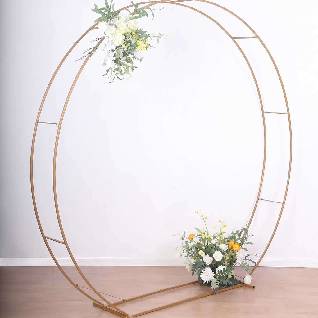 7.5ft Gold Metal Round Wedding Arbor | TableclothsFactory