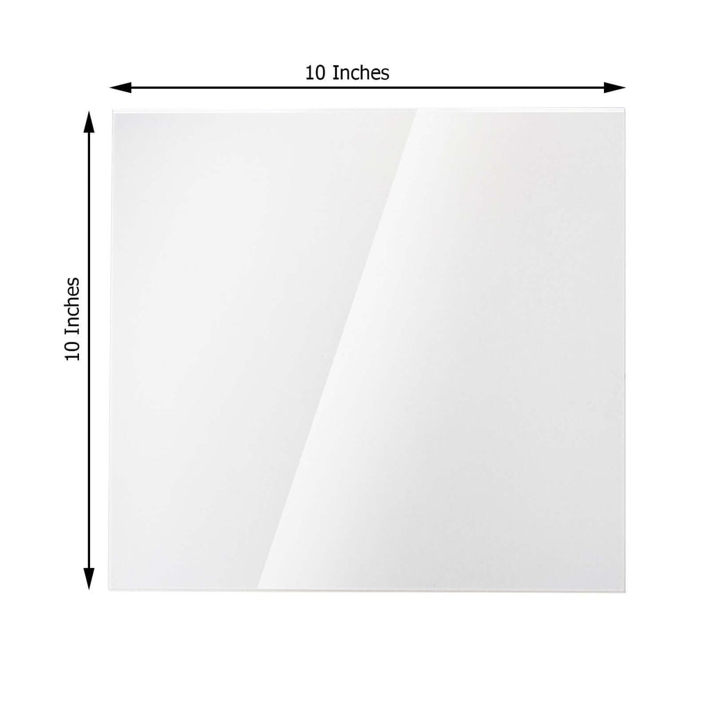 Acrylic Square Plexiglass Sheets Clear 10" | TableclothsFactory