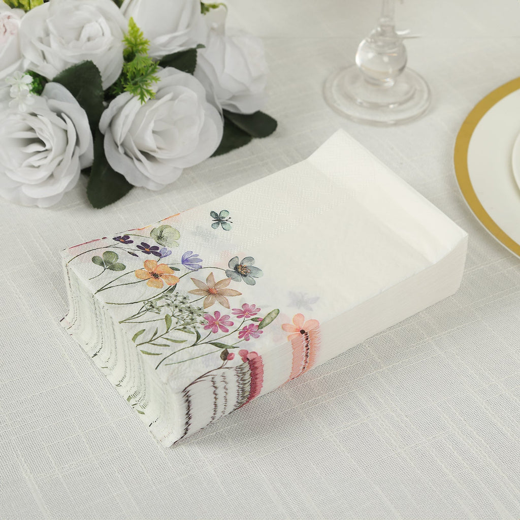 Paper Dinner Napkins 8"x4" Wildflower Butterfly Design | TableclothsFactory