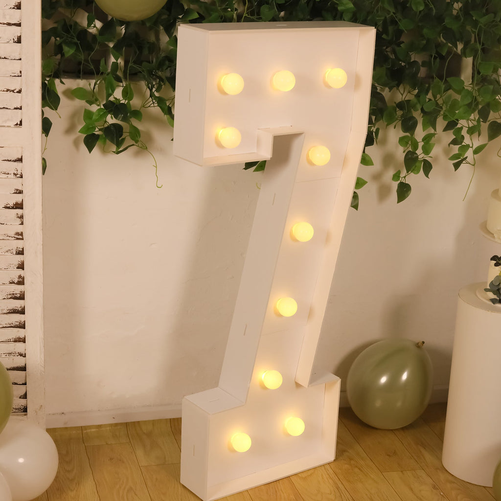 4ft White LED Marquee Number "7" | TableclothsFactory
