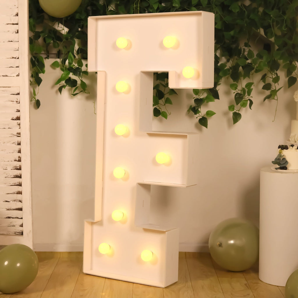 4ft White LED Marquee Letter "F" | TableclothsFactory