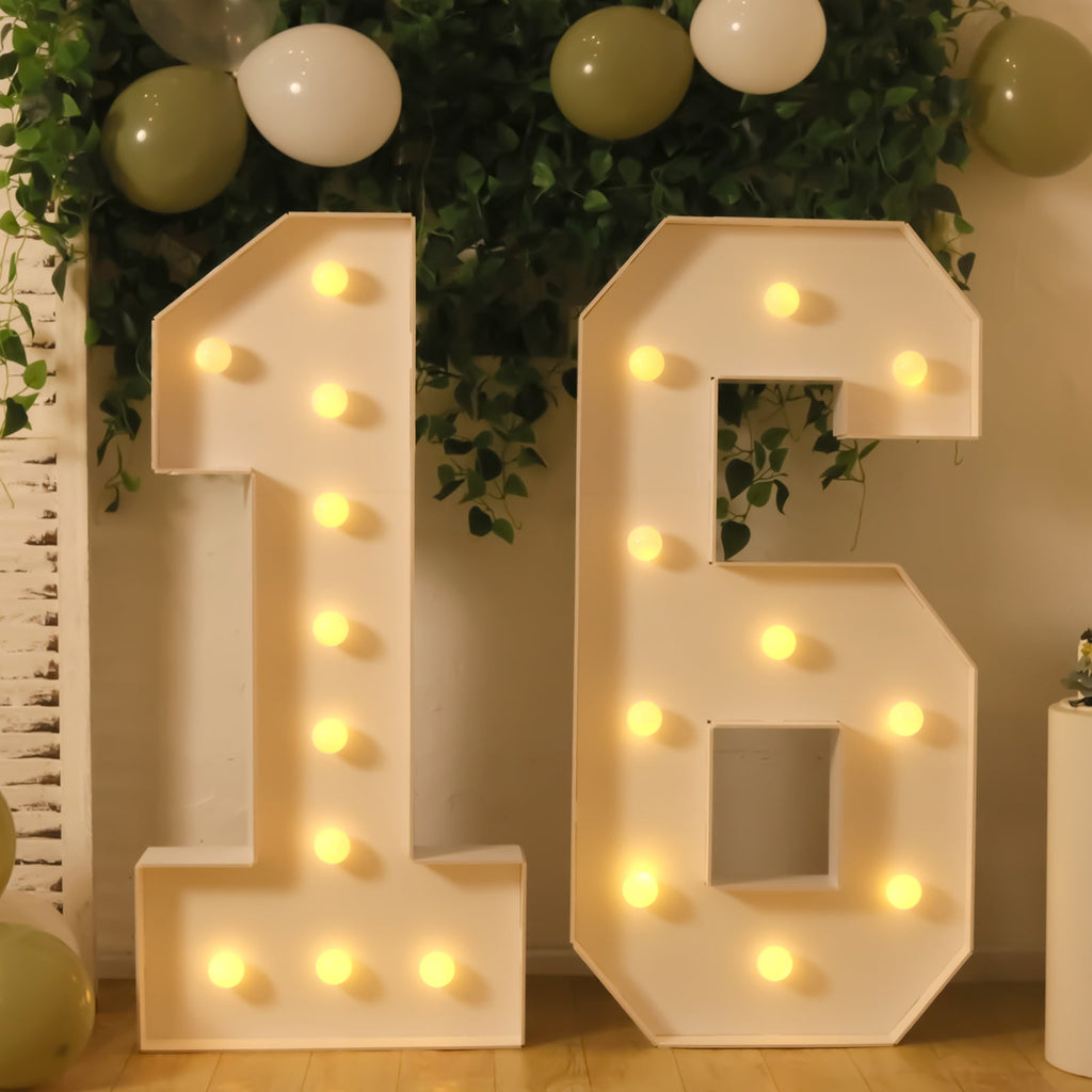 4ft White LED Marquee Number "6" | TableclothsFactory