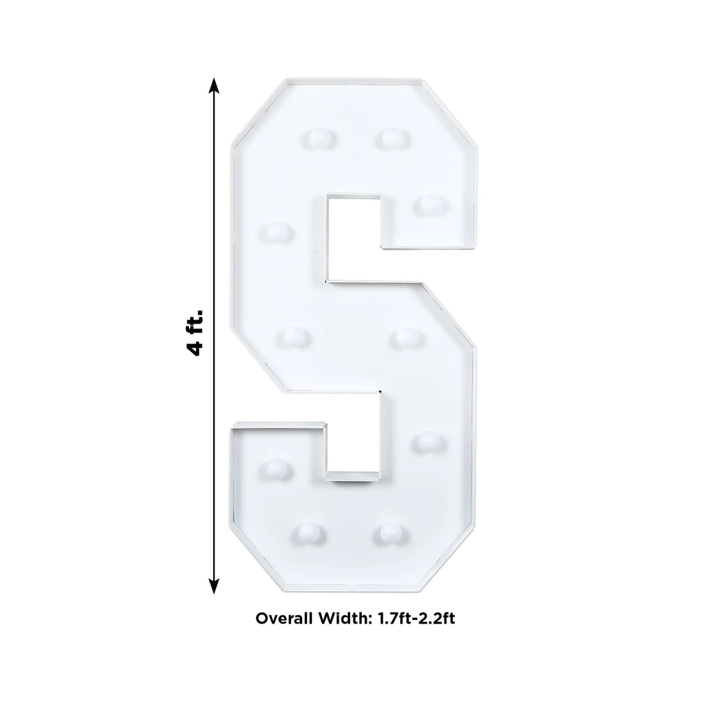 4ft White LED Marquee Letter "S" | TableclothsFactory