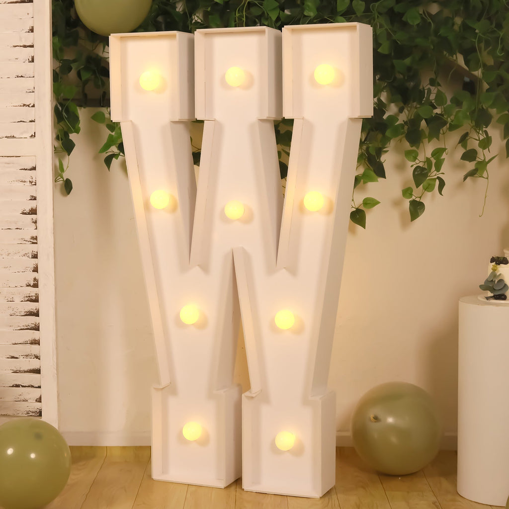 4ft White LED Marquee Letter "W" | TableclothsFactory
