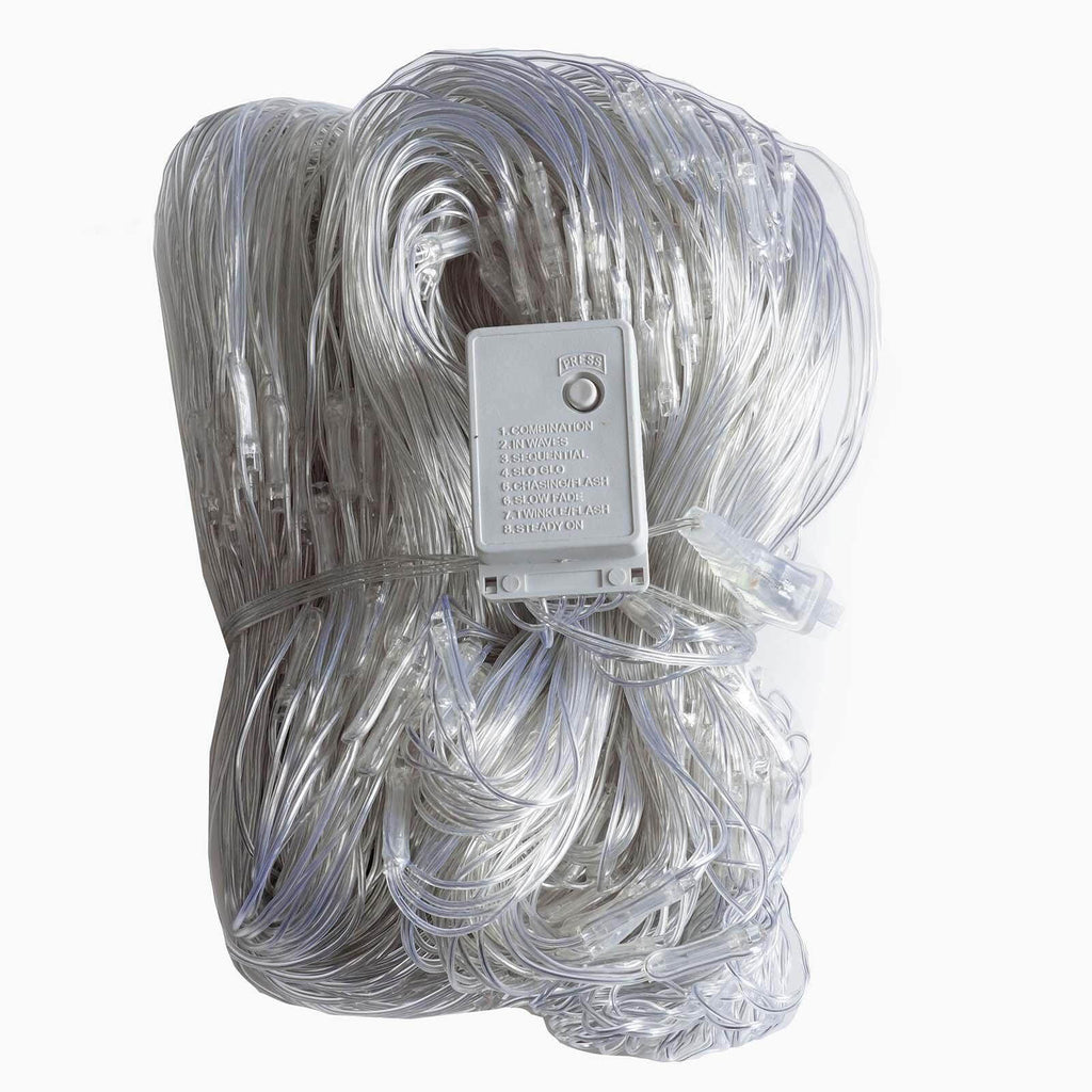 20ft White 600 LED Fish Net Lights | TableclothsFactory