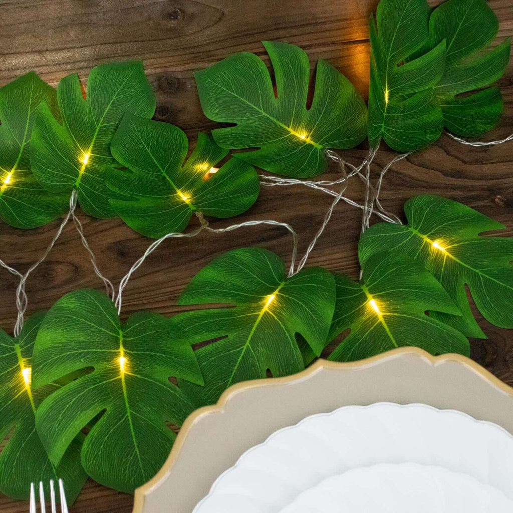 10ft Warm White LED Palm Leaf String Lights | TableclothsFactory