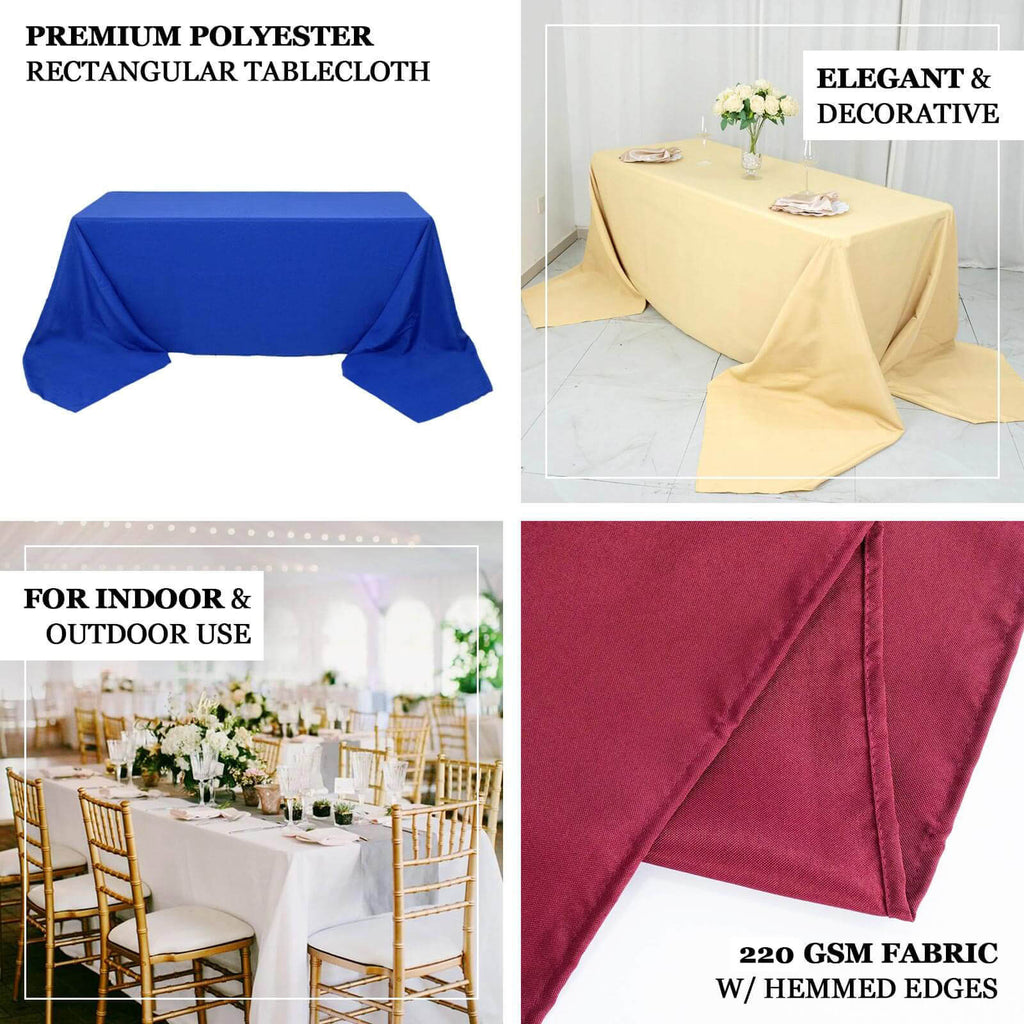 Premium Polyester Tablecloth 90"x132" Beige | TableclothsFactory