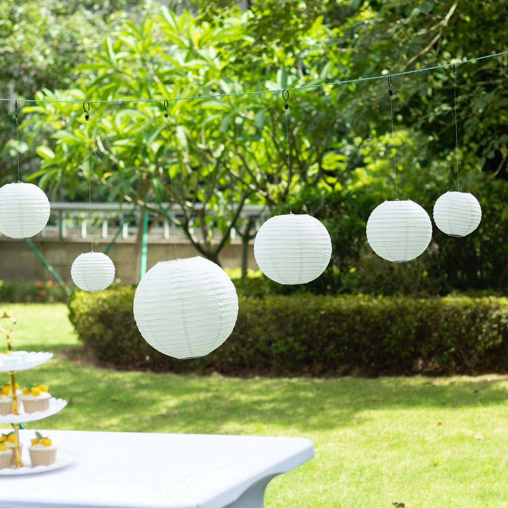 Ivory Hanging Paper Lanterns Set of 8 | TableclothsFactory