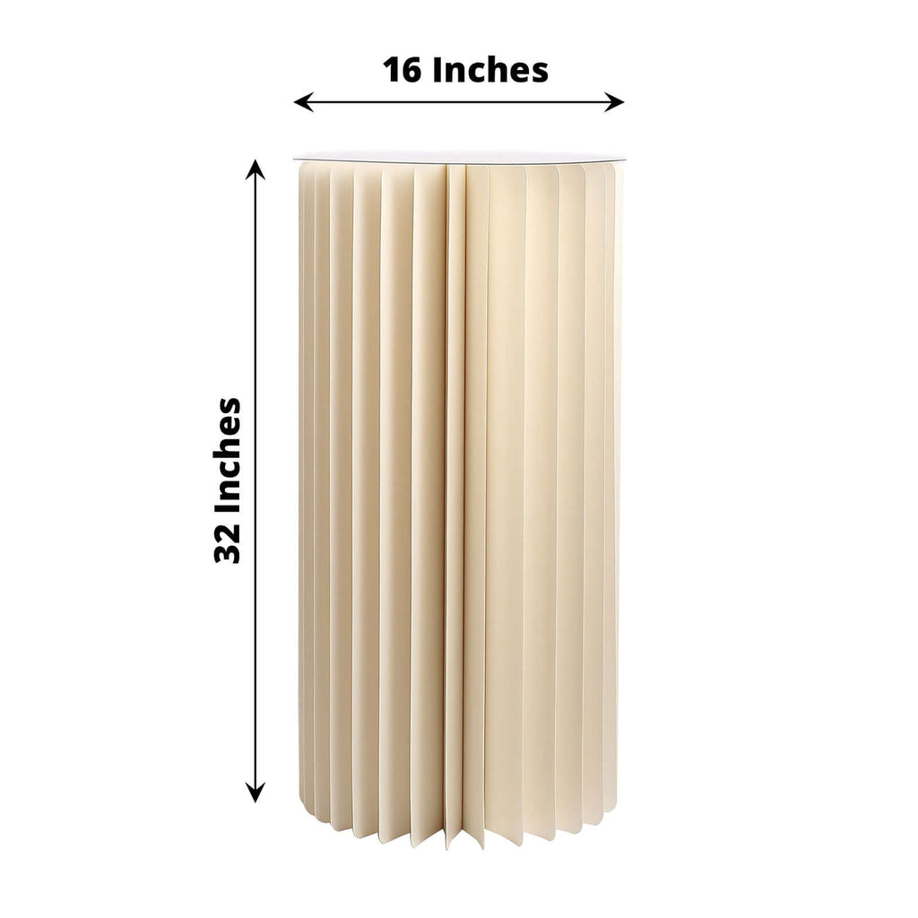 32" Ivory Cylinder Display Column Stand | TableclothsFactory