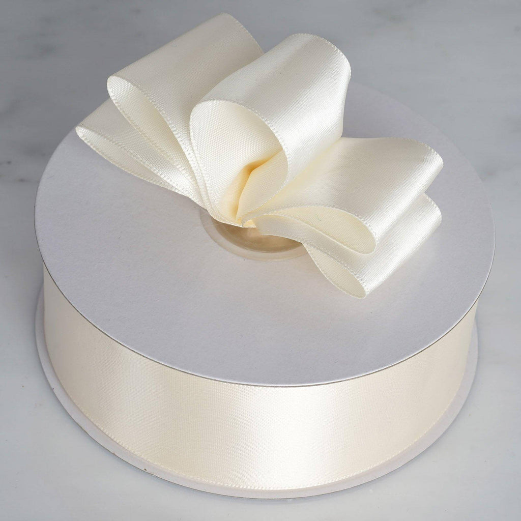 Ivory Decorative Satin Ribbon 1.5" 50 Yards | TableclothsFactory