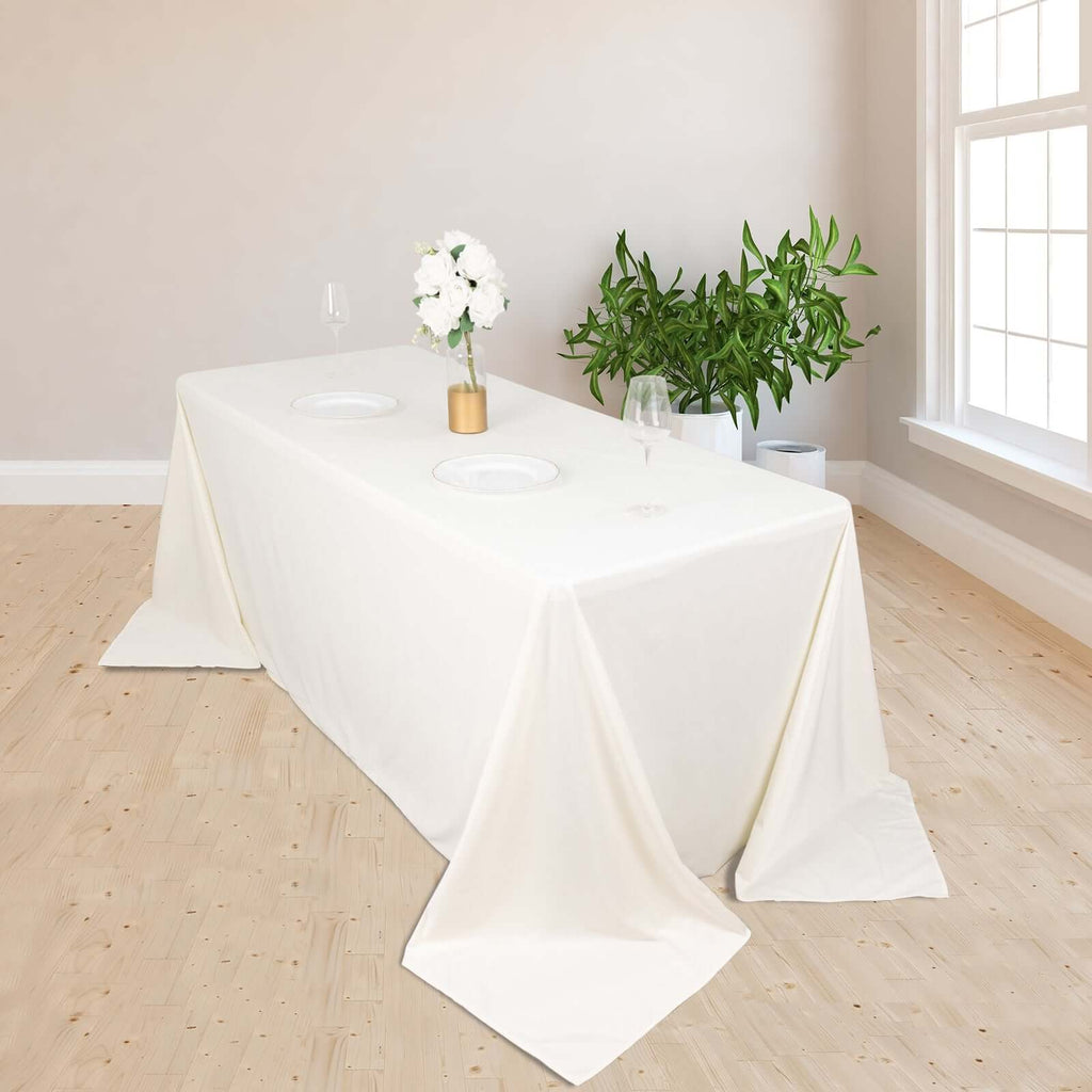 Scuba Rectangular Tablecloth 90"x132" Ivory | TableclothsFactory