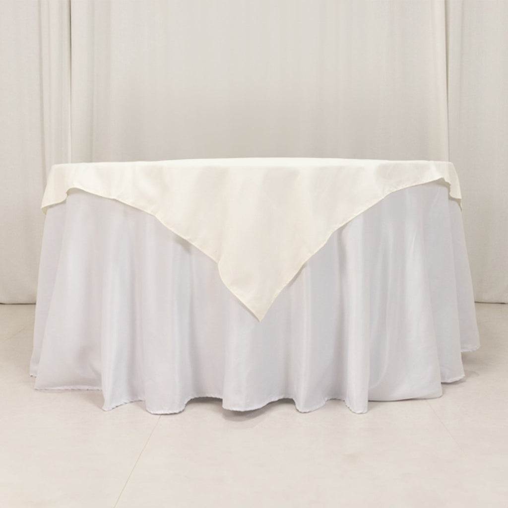 Cotton Blend Square Overlay 54"x54" Ivory | TableclothsFactory