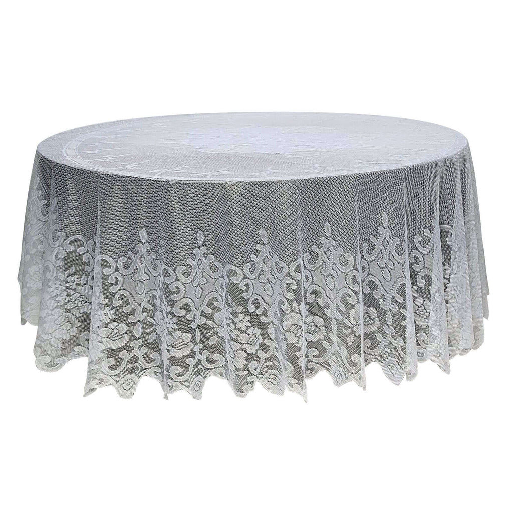 Seamless Lace Round Tablecloth 120" Ivory | TableclothsFactory