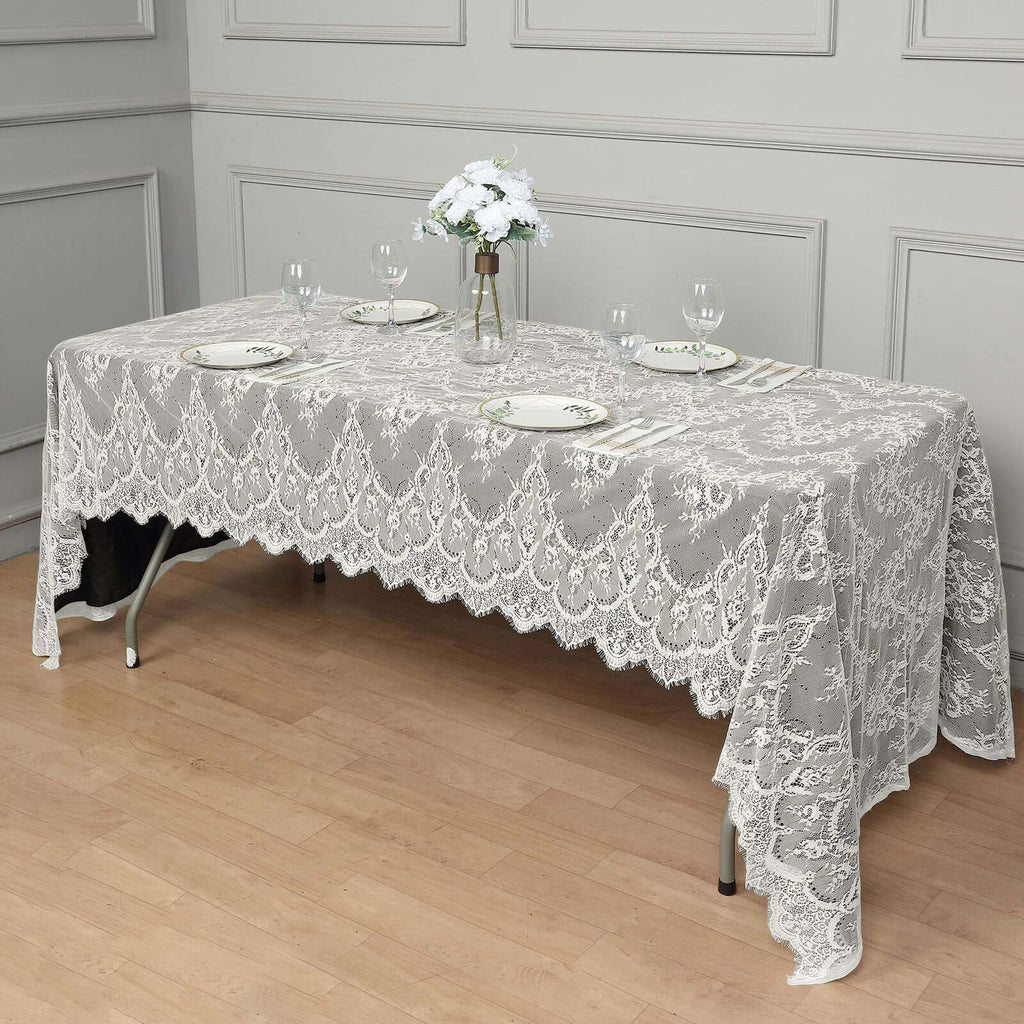 Lace Rectangle Tablecloth 60"x120" Ivory | TableclothsFactory