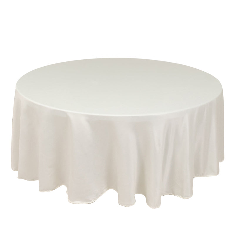 Lamour Satin Round Tablecloth 120" Ivory by TableclothsFactory.com