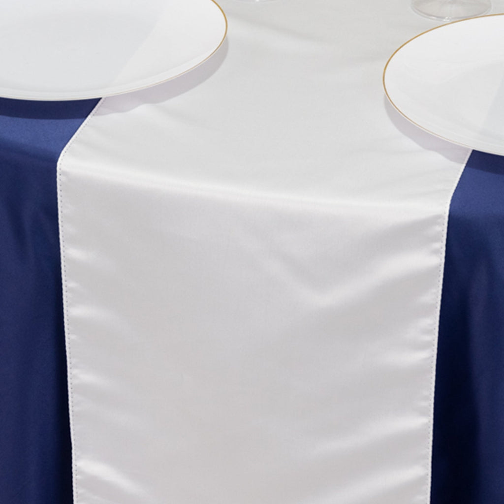Lamour Satin Table Runner 12"x108" White | TableclothsFactory