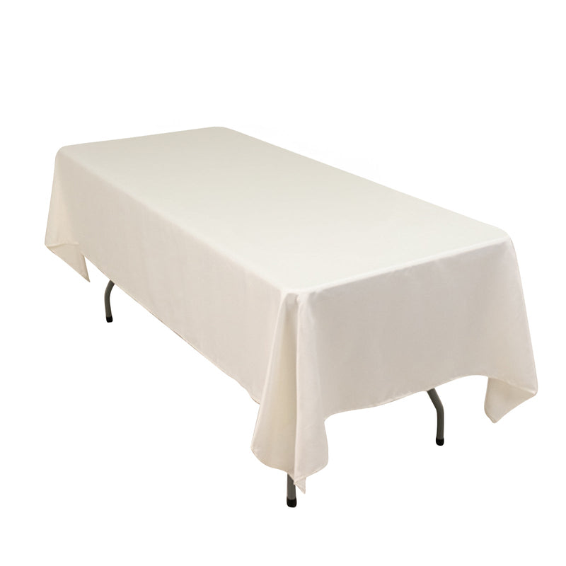 Lamour Satin Round Tablecloth 120" Ivory by TableclothsFactory.com