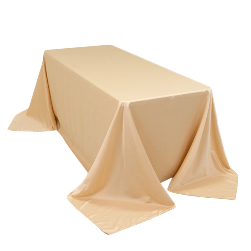 Lamour Satin Round Tablecloth 108" Beige by TableclothsFactory.com