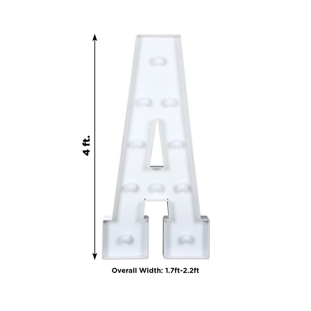 4ft White LED Marquee Letter "A" | TableclothsFactory