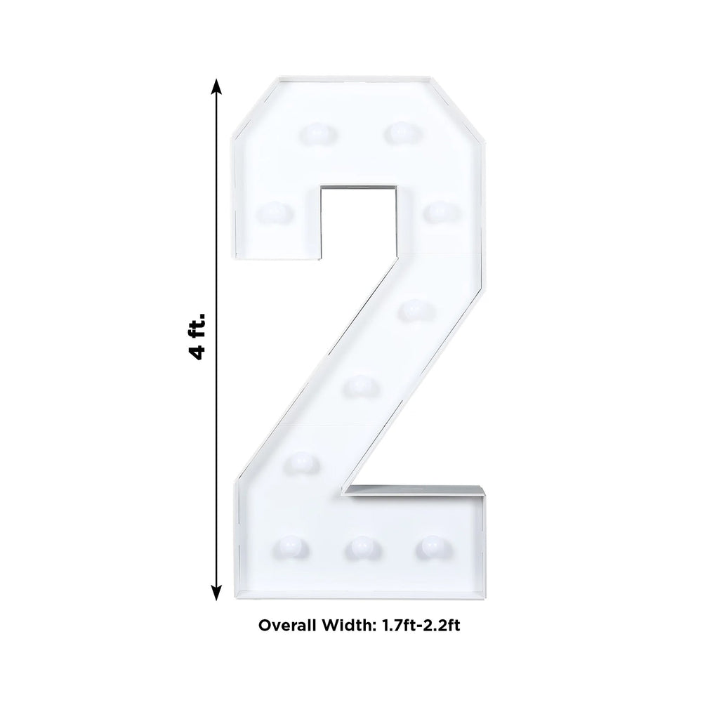 4ft White LED Marquee Number "2" | TableclothsFactory