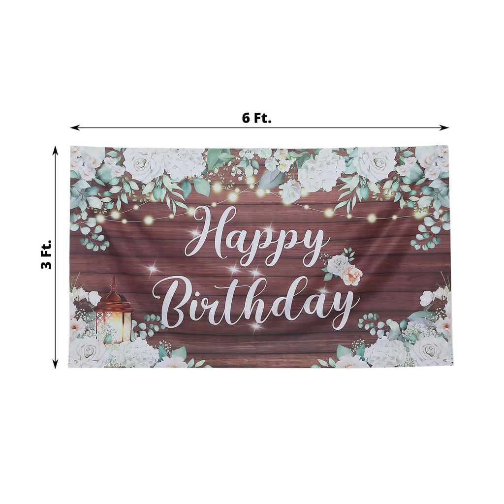 6ftx3ft Rustic Floral Birthday Photo Backdrop | TableclothsFactory