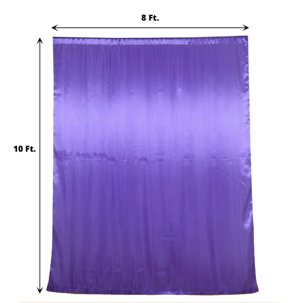 Purple Satin Event Curtain Drapes 8ftx10ft | TableclothsFactory