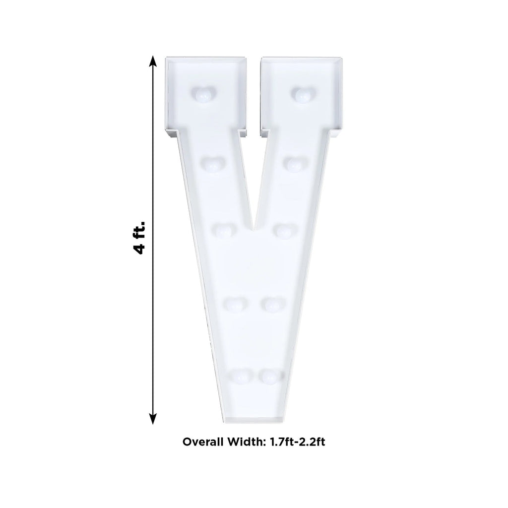 4ft White LED Marquee Letter "V" | TableclothsFactory