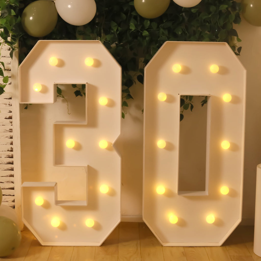 4ft White LED Marquee Number "X" | TableclothsFactory
