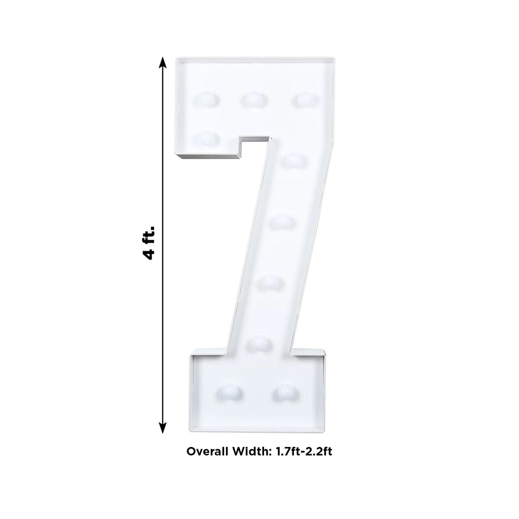 4ft White LED Marquee Number "7" | TableclothsFactory