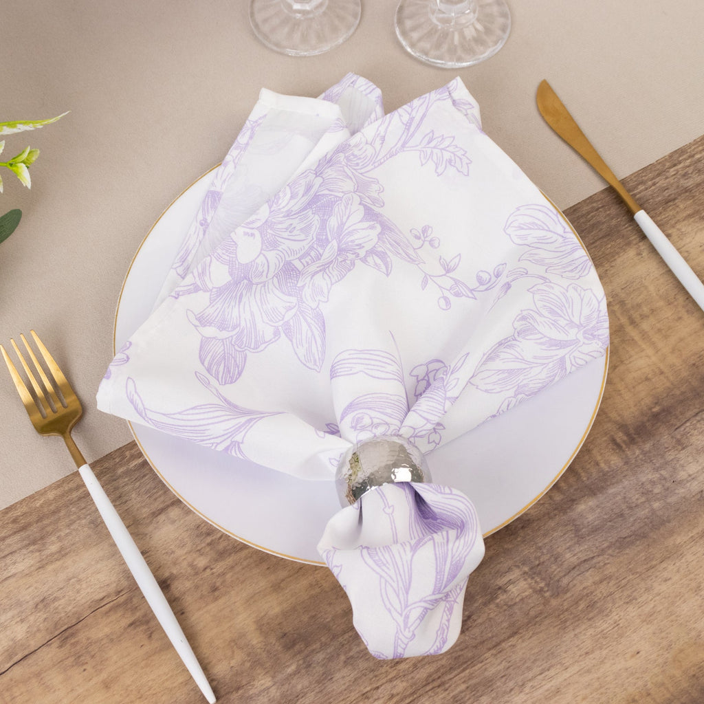 Lavender Polyester Toile Napkins | Tableclothsfactory