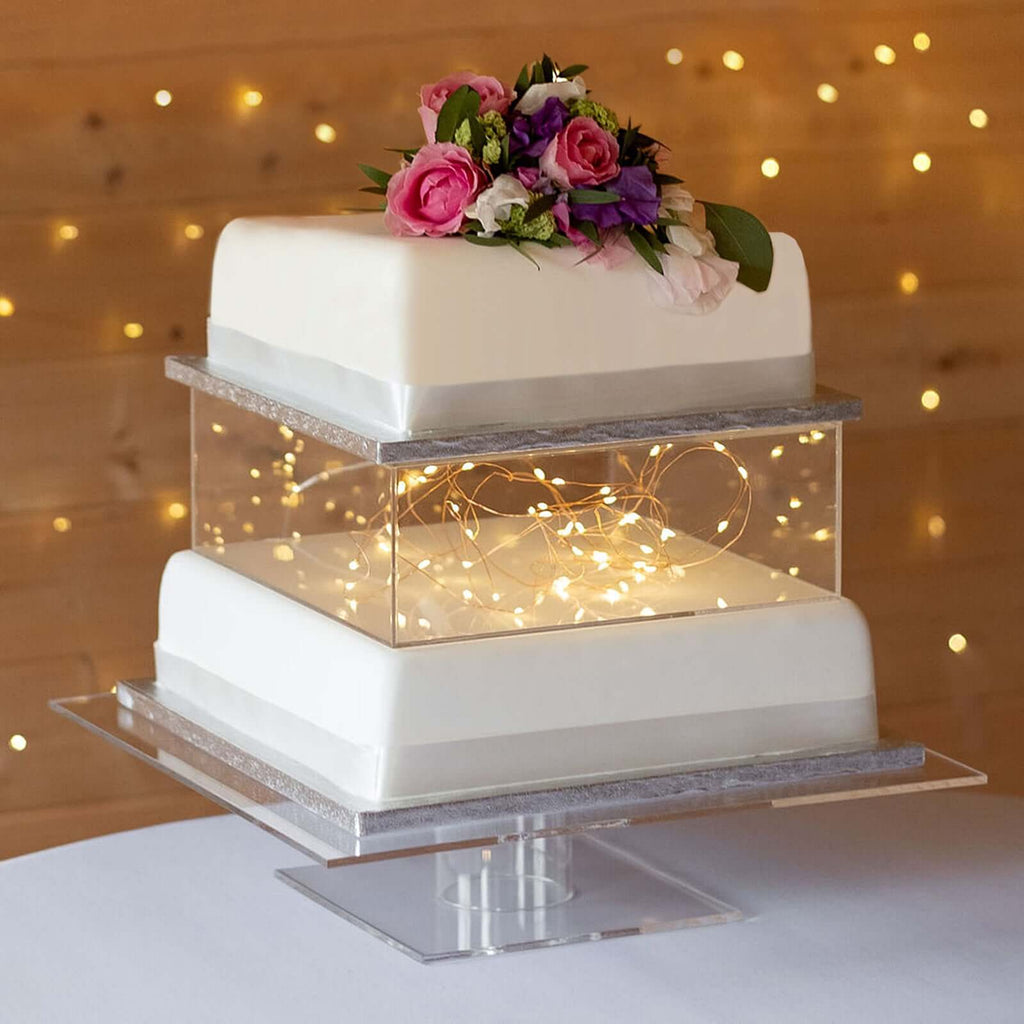Clear Acrylic Cake Box Stand 14x14" | TableclothsFactory