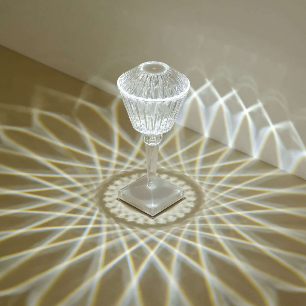 LED Acrylic Prism Table Lamp 10" | TableclothsFactory