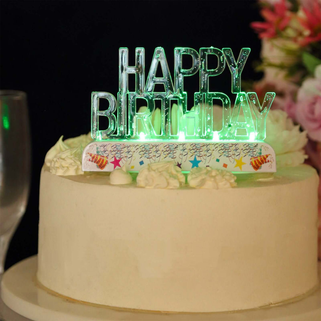 LED Cake Topper Clear Acrylic 5"x3" | TableclothsFactory
